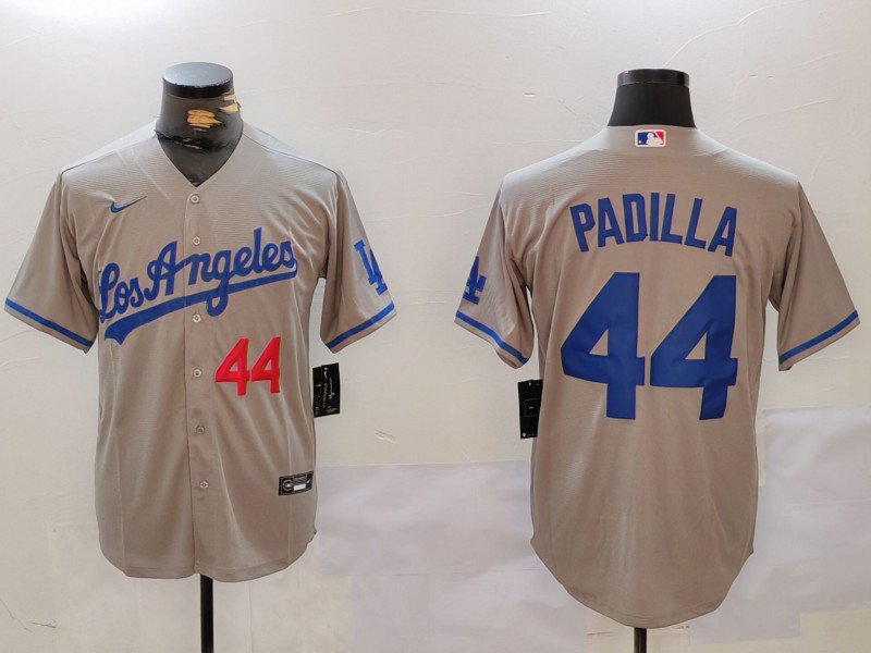 Men's Los Angeles Dodgers #44 Vicente Padilla Number Grey With los Cool ...