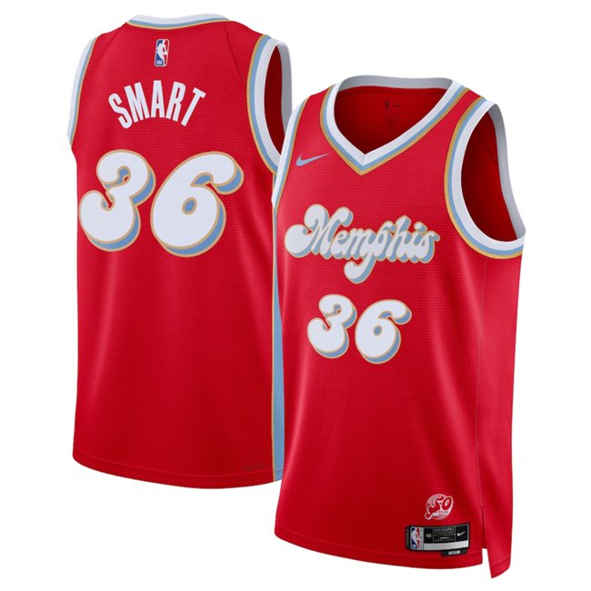 Men's Memphis Grizzlies #36 Marcus Smart Red 202425 City Edition ...