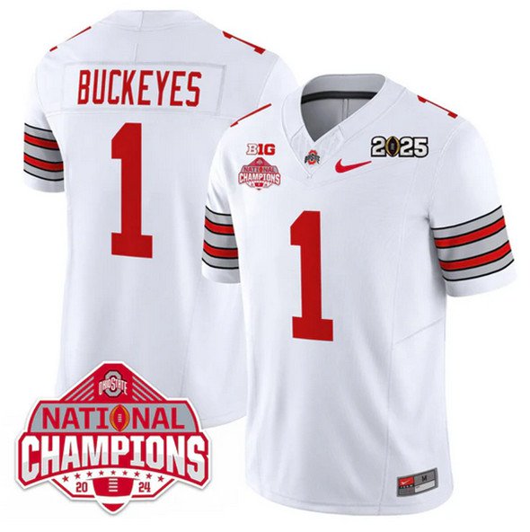 Men's Ohio State Buckeyes #1 Buckeyes White 2025 CFP Final With ...