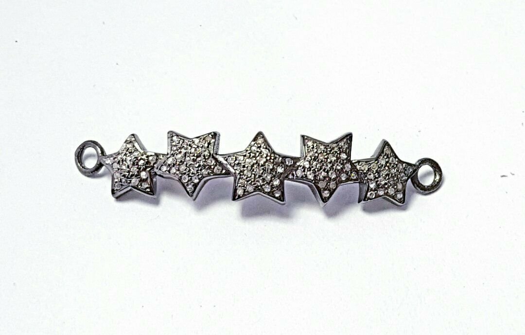 Pave Diamond Star Shape Connector 925 Silver Diamond Bracelet Connector ...