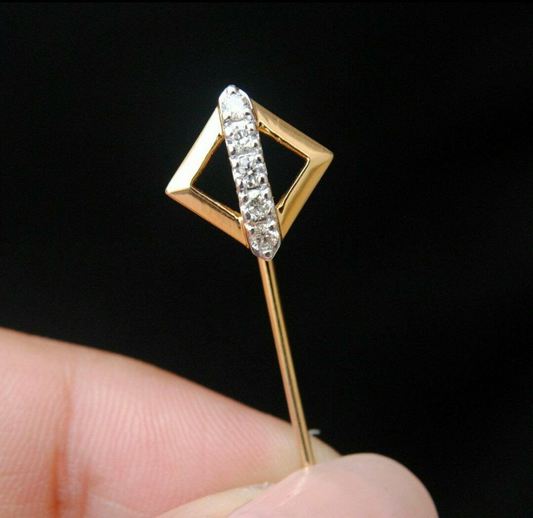 Diamond Lapel Pin 14k Solid Gold Diamond Stick Pin Tie Pin Fathers Day ...