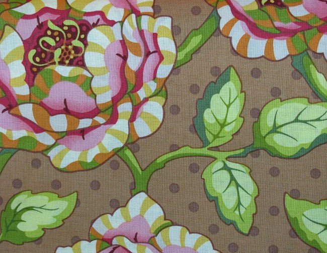 SALE Heather Bailey Fresh Cut Brown Bold Floral Fabric 1 Yard