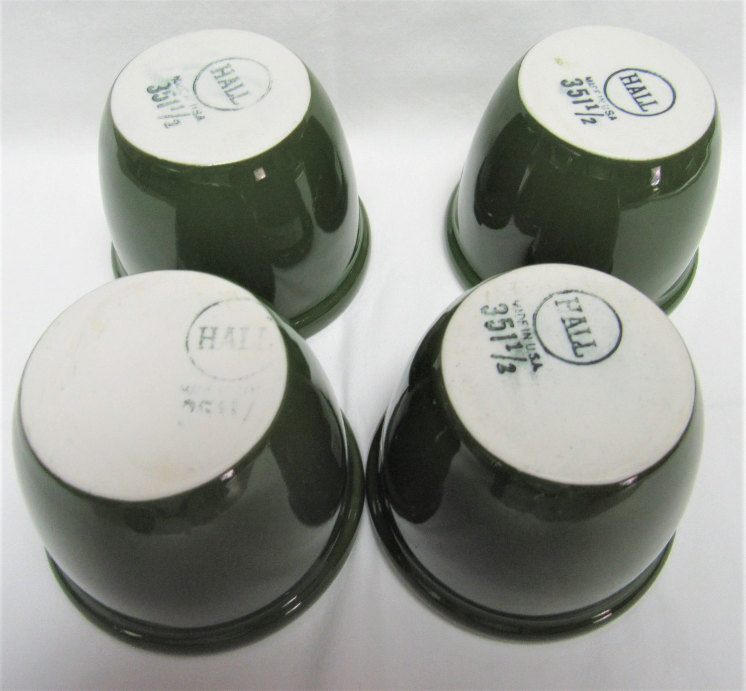 Vintage HALL RESTAURANT CHINA CUSTARD CUPS Set of 4 AVOCADO FOREST ...