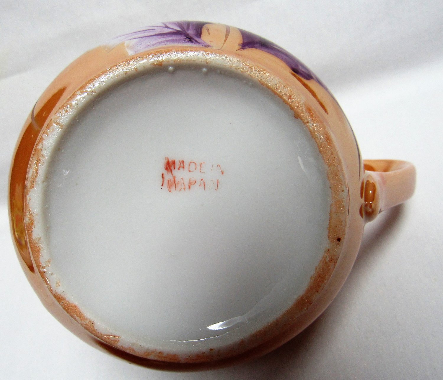 Vintage LUSTER WARE PITCHER Made in Japan red mark Purple White Flowers ...