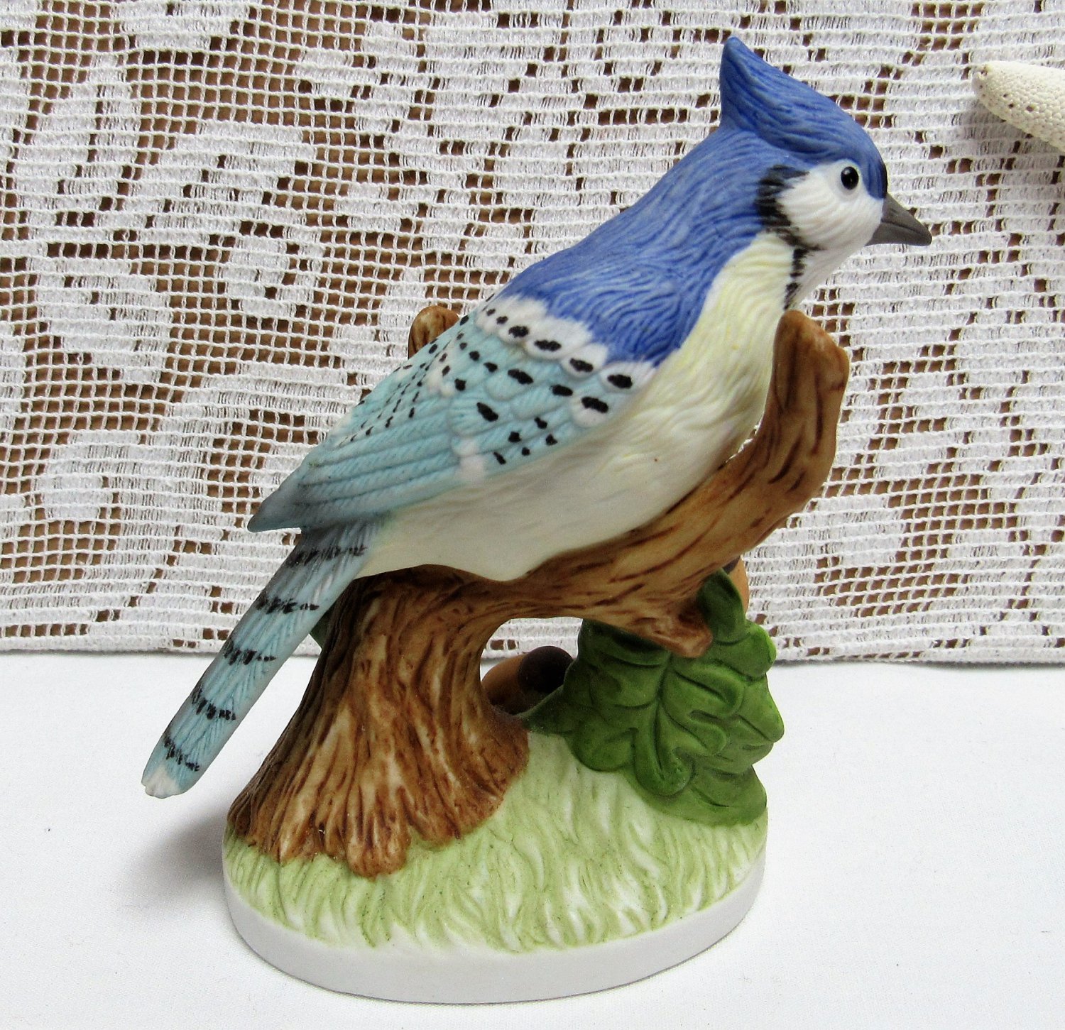 Vintage LEFTON CHINA BLUE JAY Figurine NEST EGG COLLECTION 1991 Bird ...
