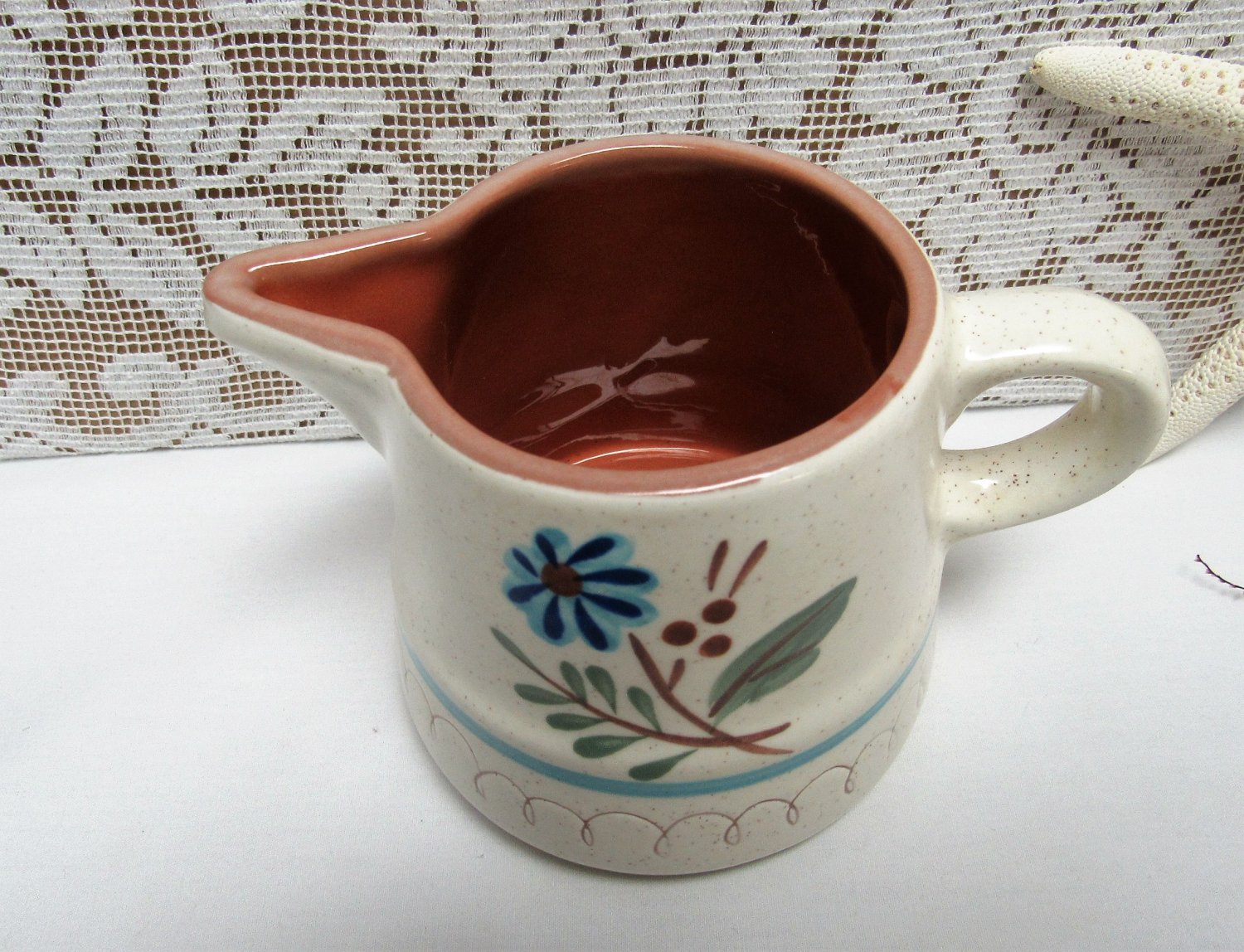 Vintage STANGL POTTERY Creamer Pitcher BLUE DAISY Flower
