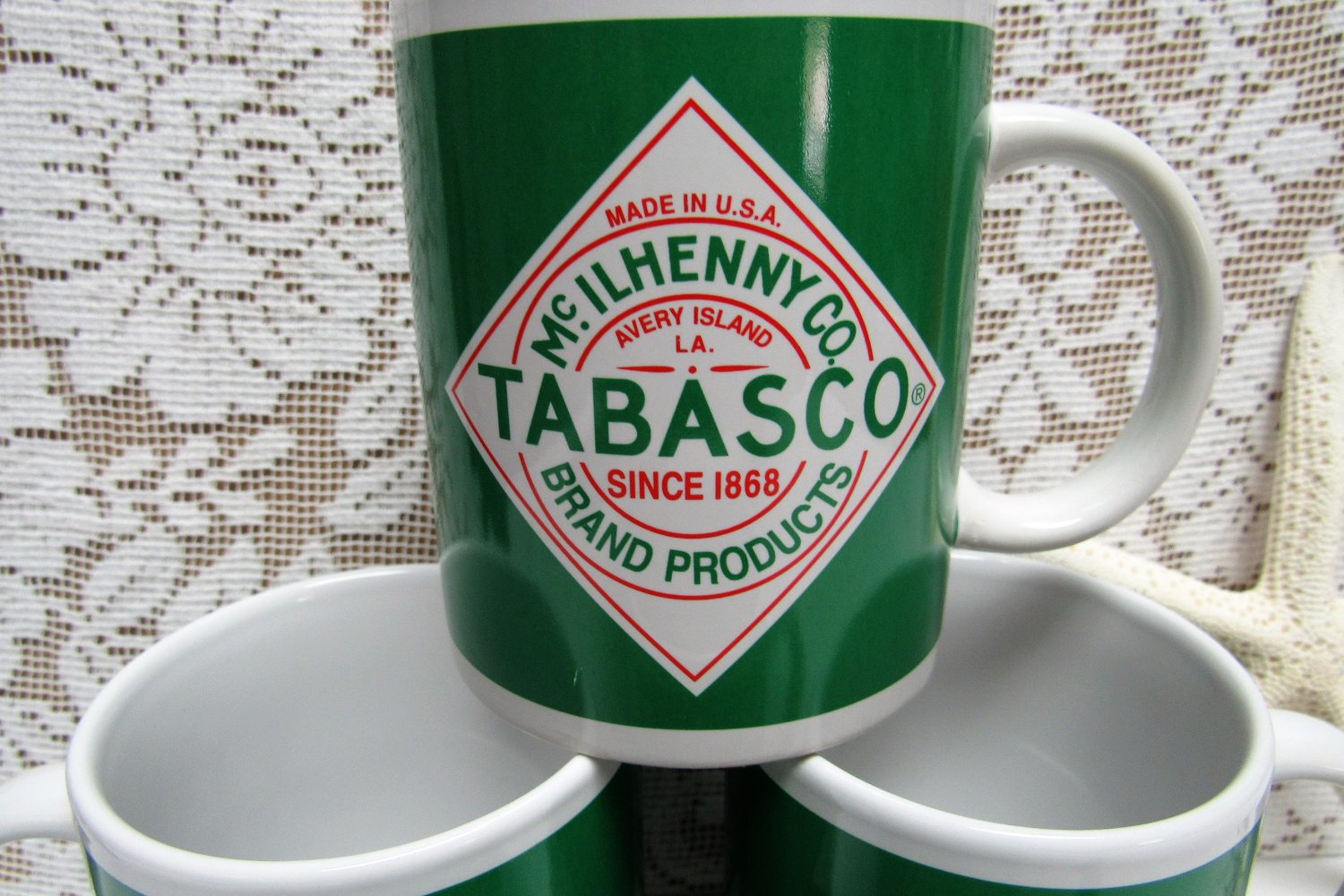 Vintage McILHENNY CO. TABASCO Coffee Mug Set of 4 Houston Harvest HOT ...