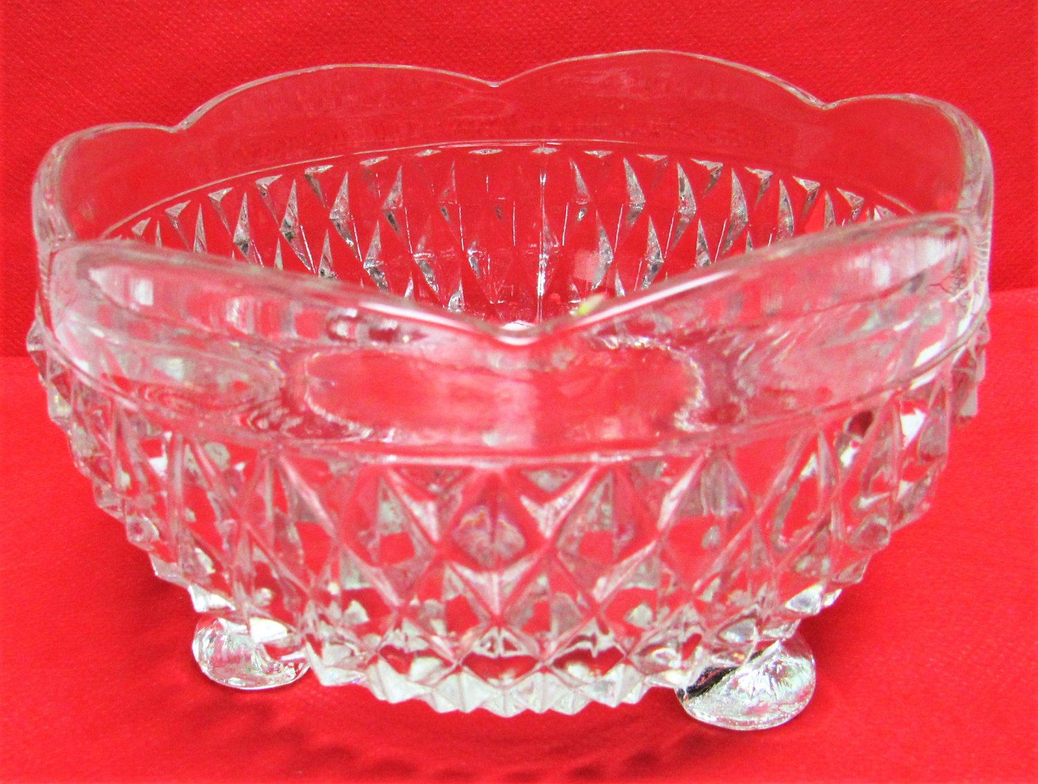Vintage Indiana Glass Clear Glass Footed Candy Dish Diamond Point
