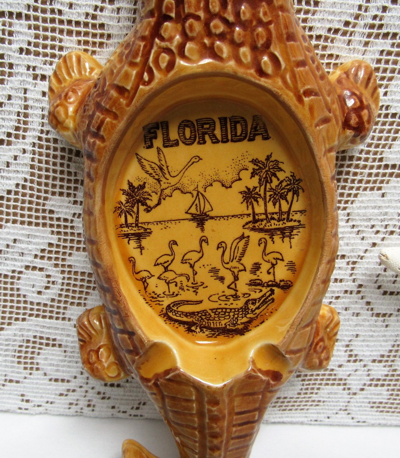 Vintage FLORIDA SOUVENIR Alligator Gator Ceramic ASHTRAY Made in Japan ...