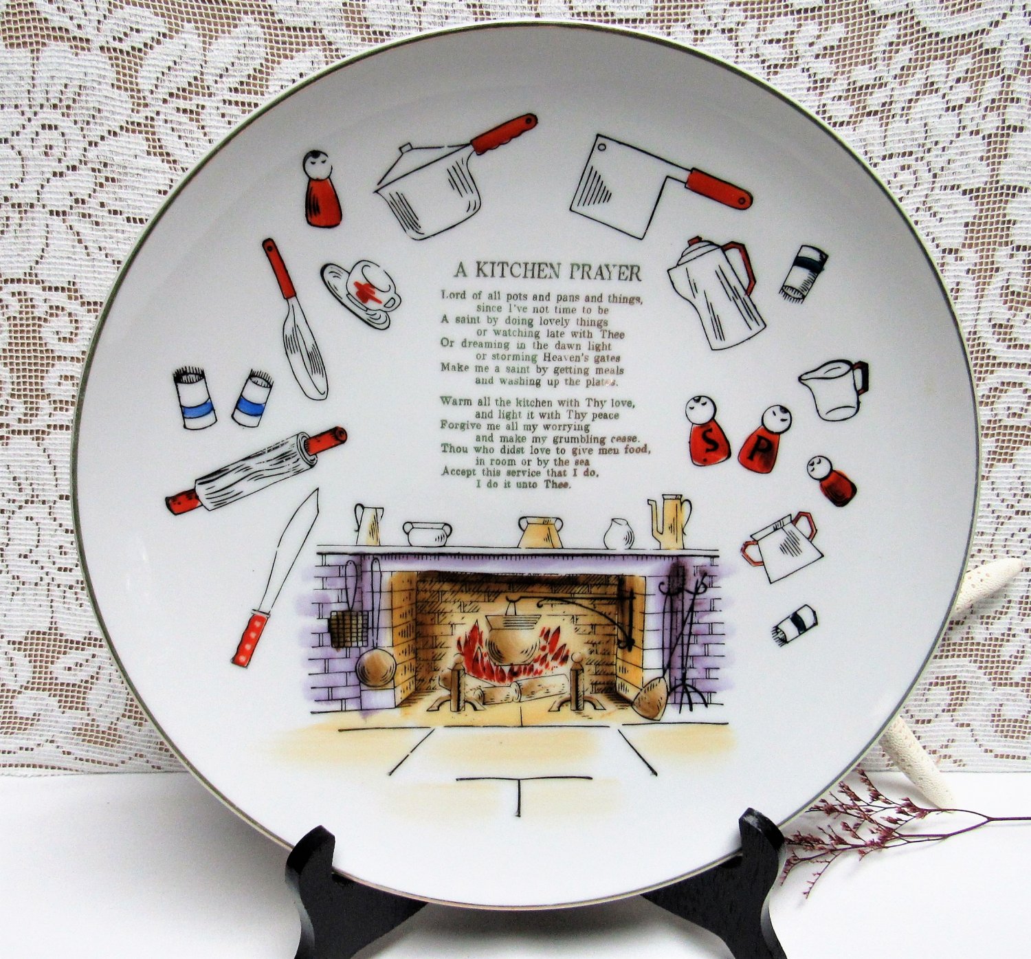 Vintage ENESCO A Kitchen Prayer Ceramic PLATE Made in Japan 1960s Mid ...
