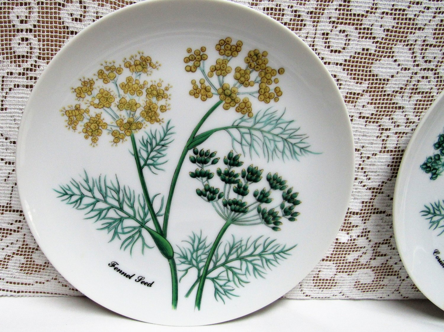 Vintage HERB PLATES Set of Four HORCHOW Made in Japan Colorful Fennel ...