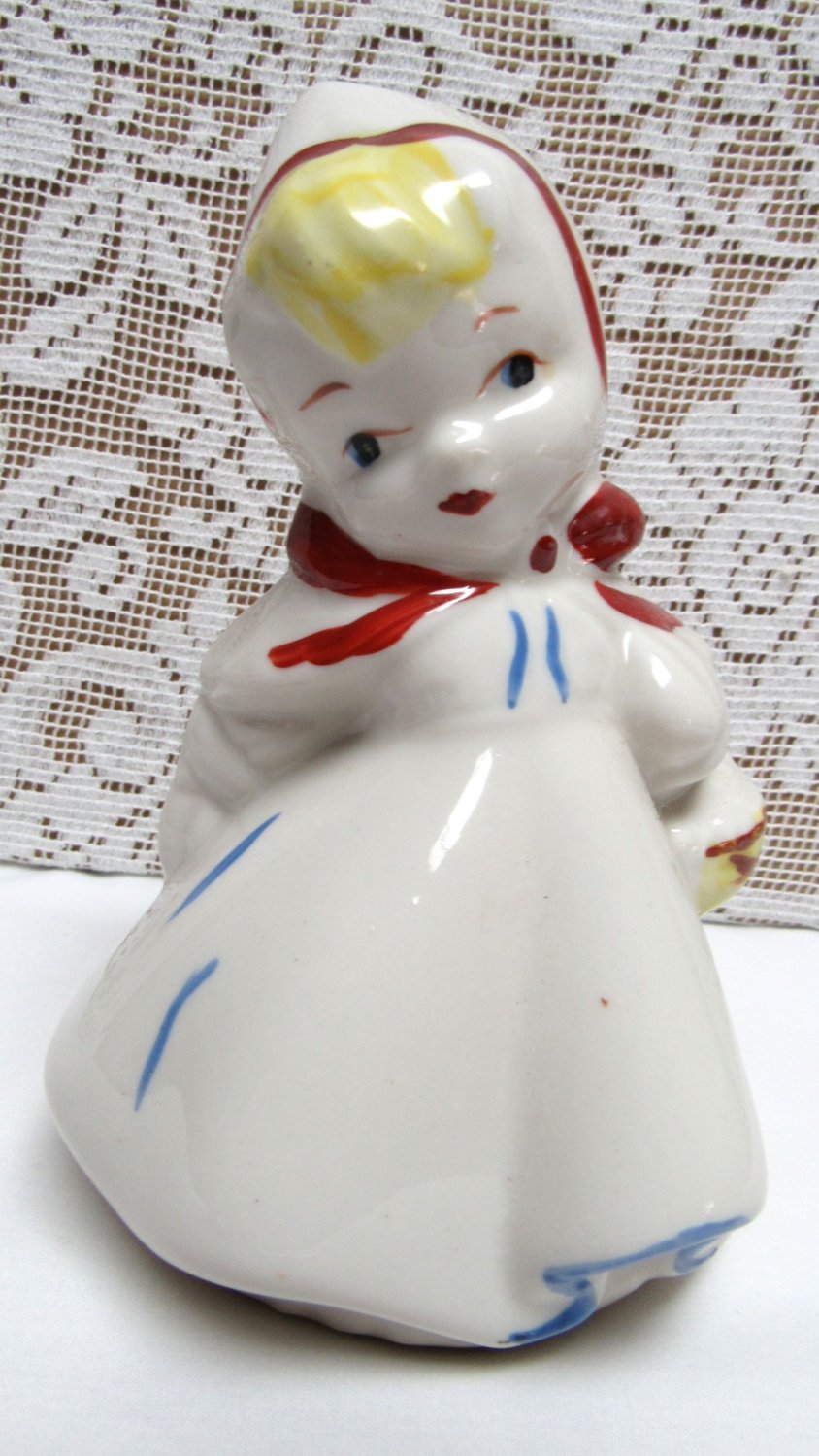 Little Red Riding Hood Pottery Salt Pepper Shaker with Stopper Hand Painted