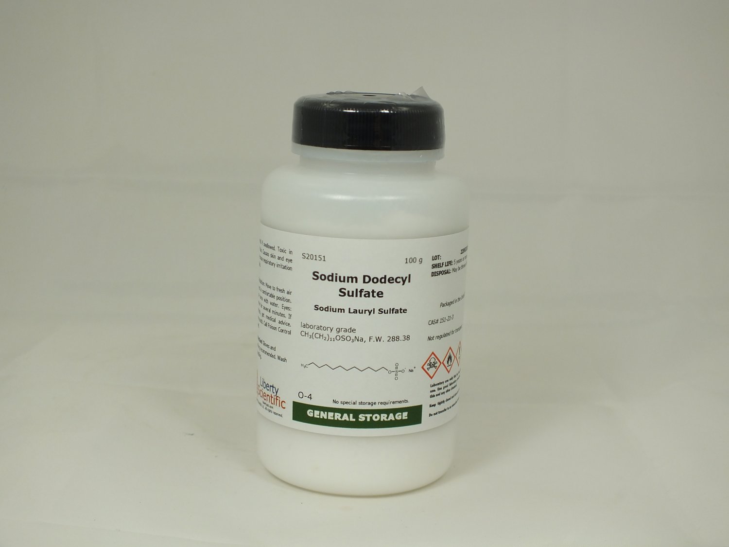 Sodium Dodecyl Sulfate, powder, laboratory grade, 100 g (S20151)