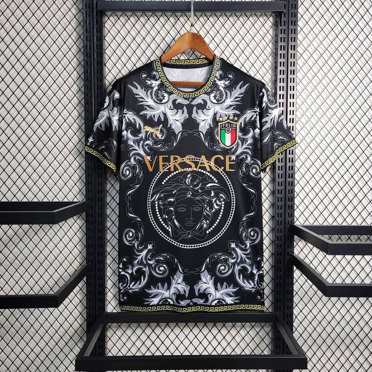 Italy x Versace 23/24 Black Soccer Football Futbol Adults Shirt