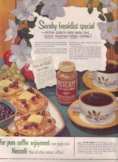 1950 Nescafe Coffee Magazine Advertisement
