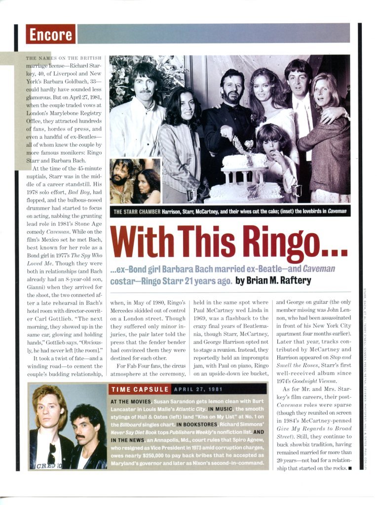 Ringo Starr 1page magazine photo clipping X5024