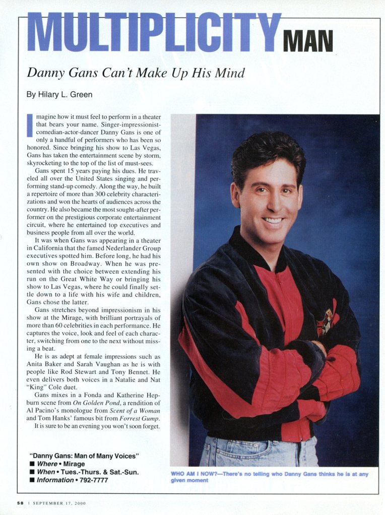 Danny Gans 1page magazine photo clipping X5081