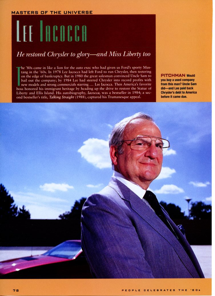Lee Iacocca 1 page magazine photo clipping X6296