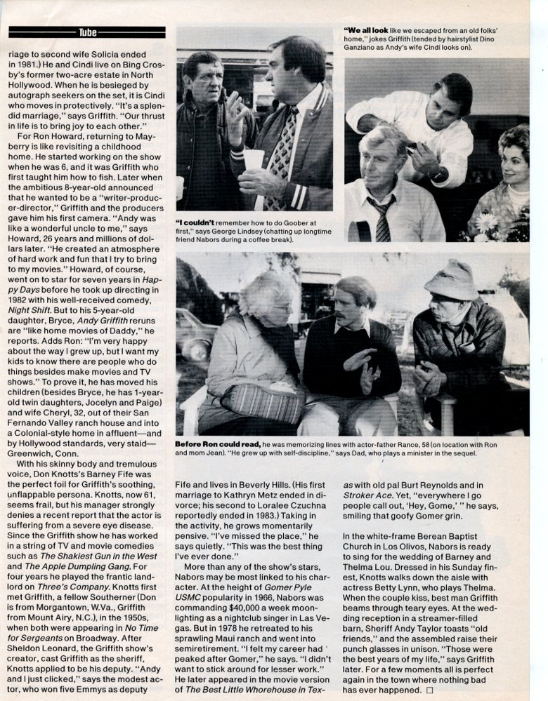 Return to Mayberry 2 page magazine photo clipping X6554