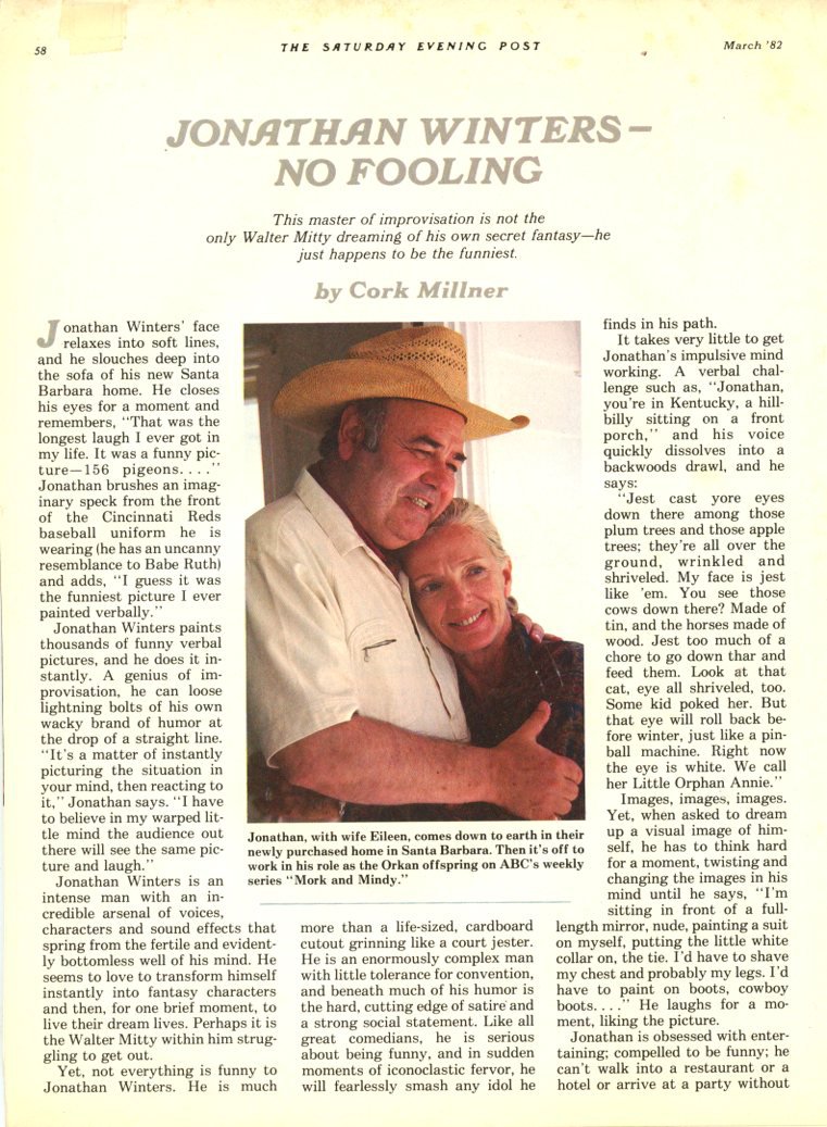 Jonathan Winters 2 page magazine photo clipping X6880