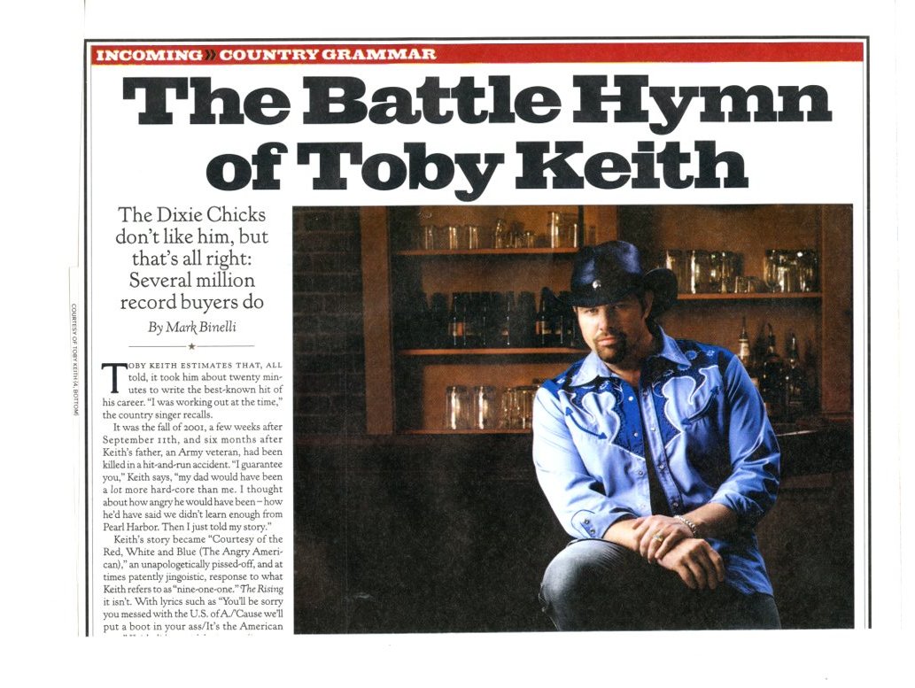 Toby Keith 1 page magazine photo clipping N2922