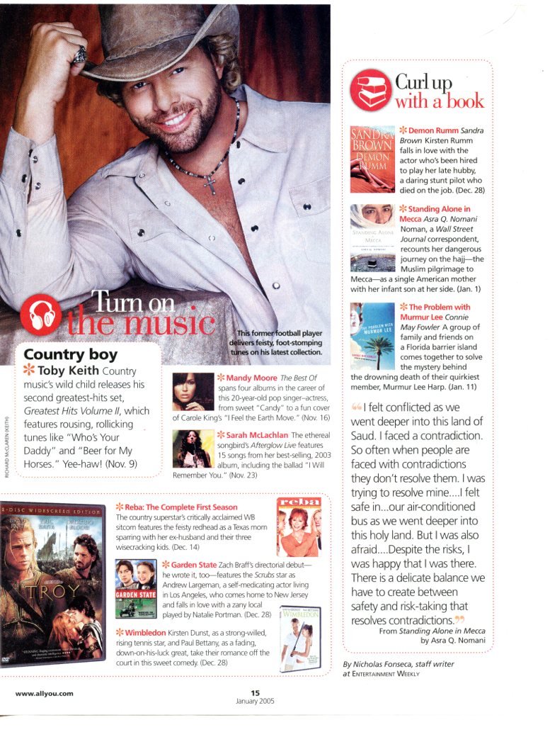 Toby Keith 1 page magazine photo clipping N2923