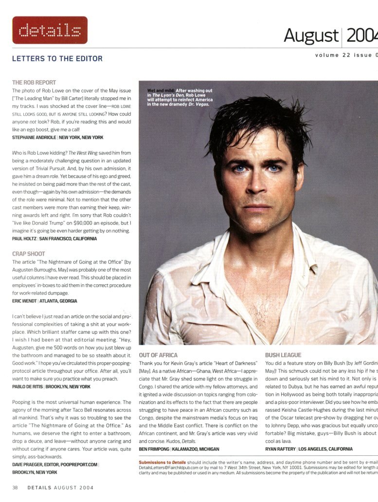 Rob Lowe 1 page magazine photo clipping N2977