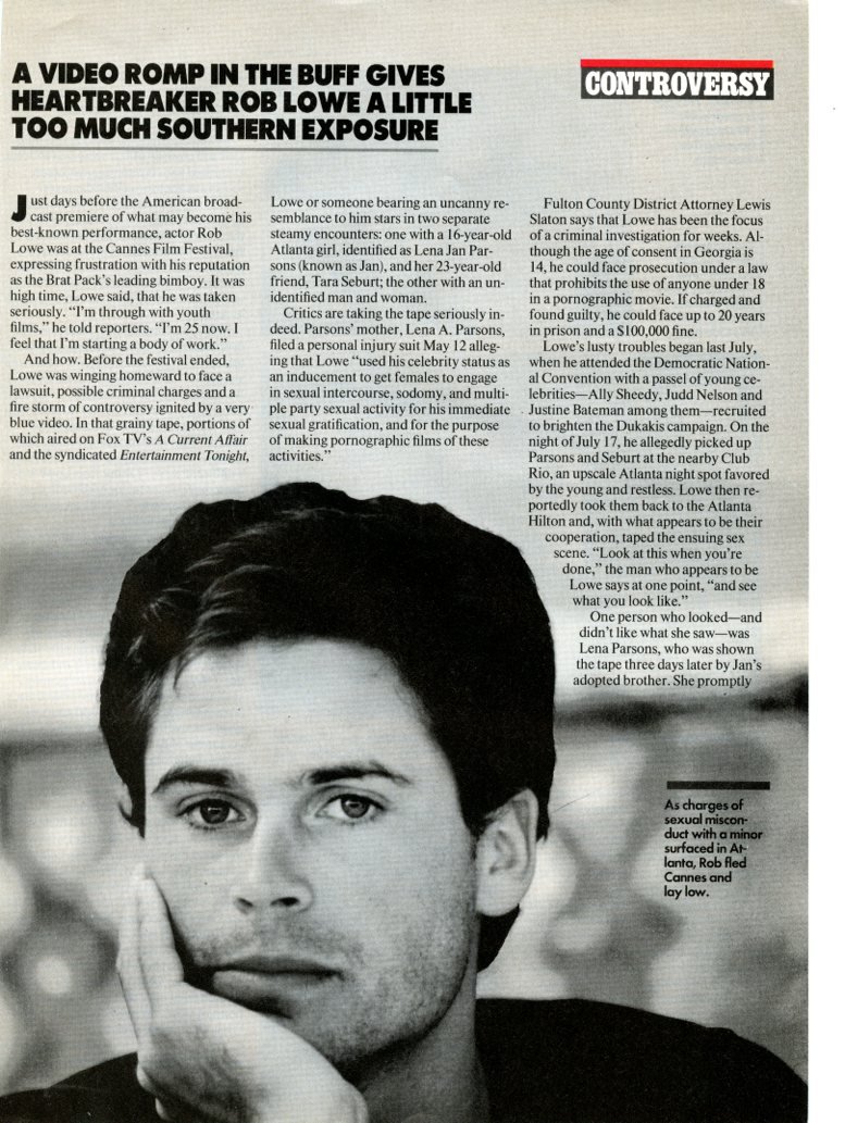 Rob Lowe 1 page magazine photo clipping N2982