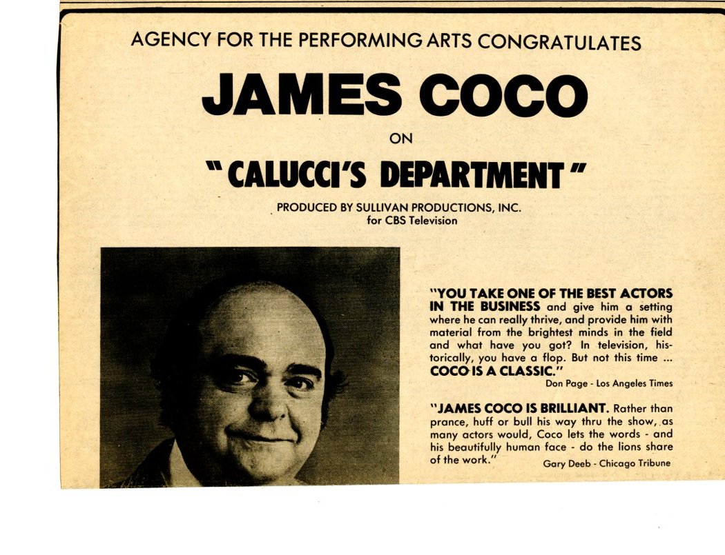 James Coco 1 page magazine photo clipping N3308