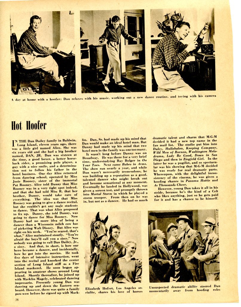 Dan Dailey 1 page magazine photo clipping N3639
