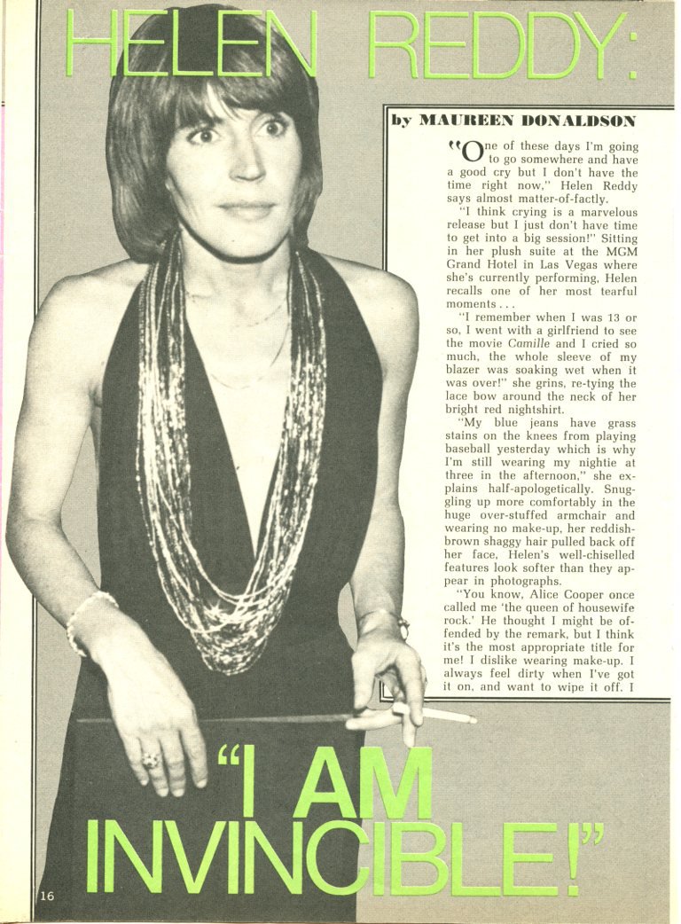 Helen Reddy 4 page magazine photo clipping C0041