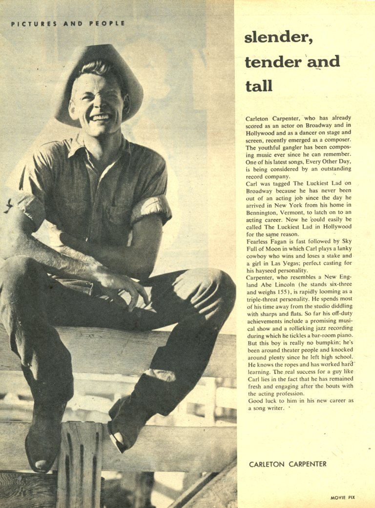 Carleton Carpenter 1 page magazine photo clipping C0221