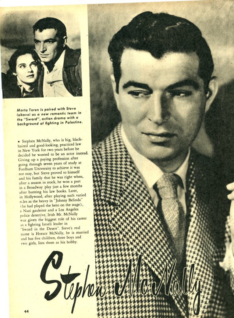 Stephen McNally 1 page magazine photo clipping C0271