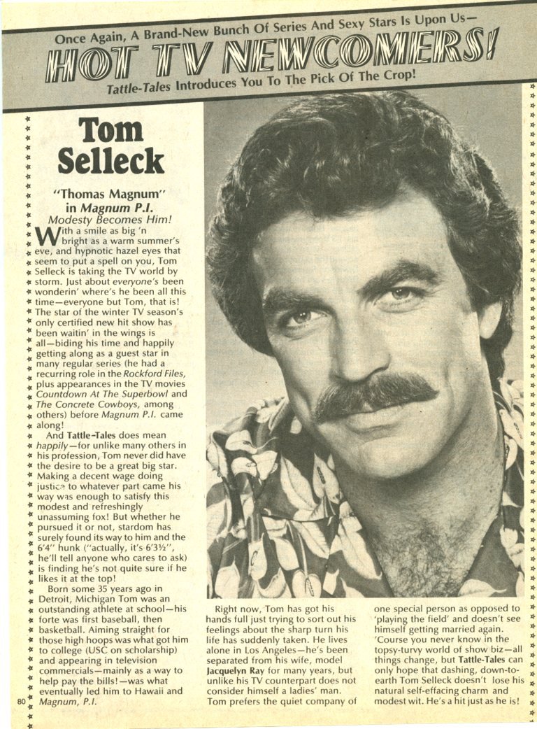 Tom Selleck 1 page magazine photo clipping C0434