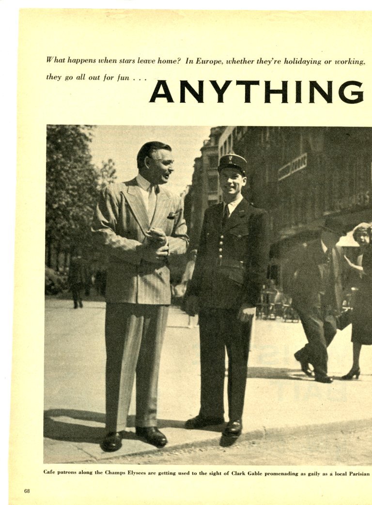 Clark Gable 1 page magazine photo clipping C0899