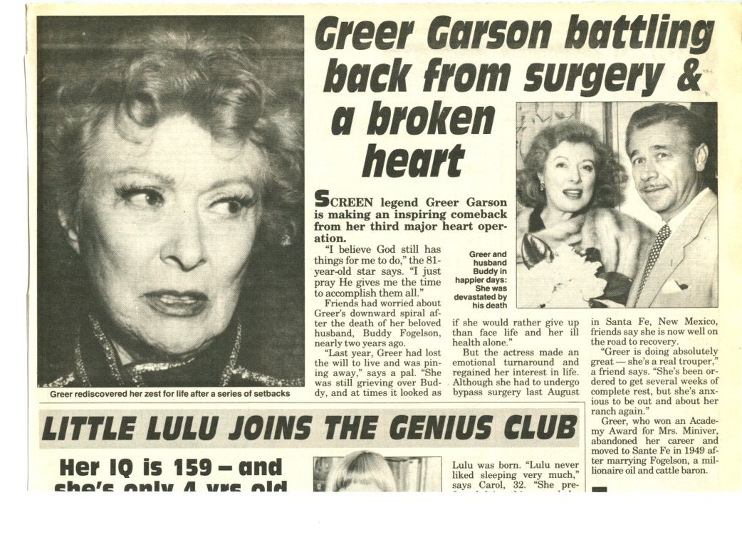 Greer Garson 1 page magazine photo clipping C1412