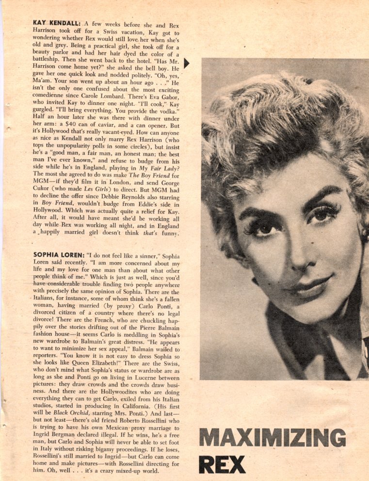 Kay Kendall 1 page magazine photo clipping C1590