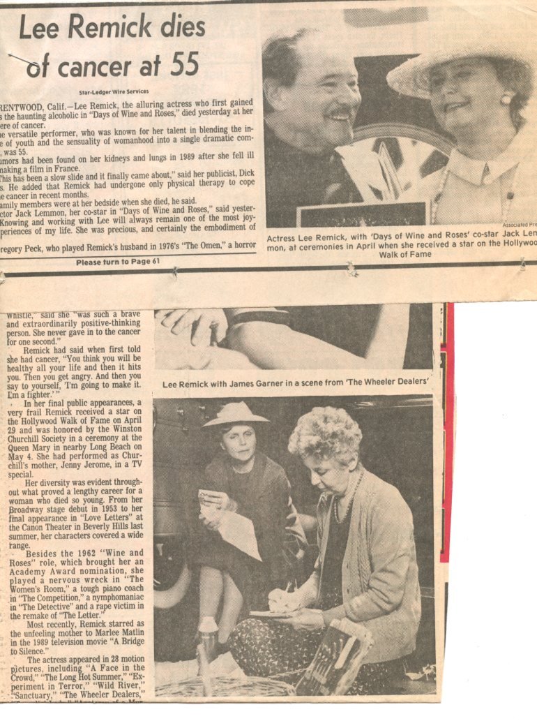 Lee Remick 1 page magazine photo clipping C2390