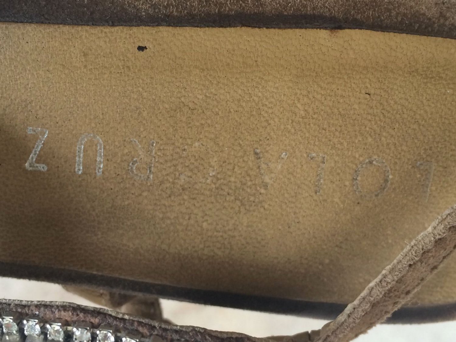 Lola Cruz Suede embellished flat sandals tan beaded size 36 6 $250 shoes