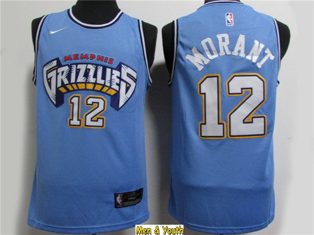 men's & youth Basketball Team Uniform #12 Ja Morant Jerseys 2020 2nd ...