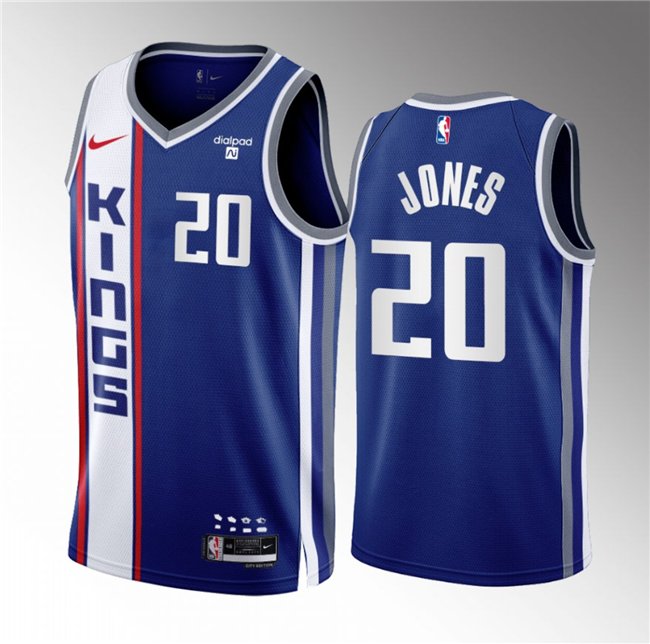 men's & youth Basketball Kings Uniform #20 Colby Jones Jerseys Blue 23/ ...