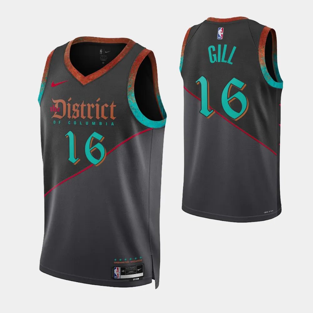 men's & youth Basketball Wizards Uniform #16 Anthony Gill Jerseys Black ...