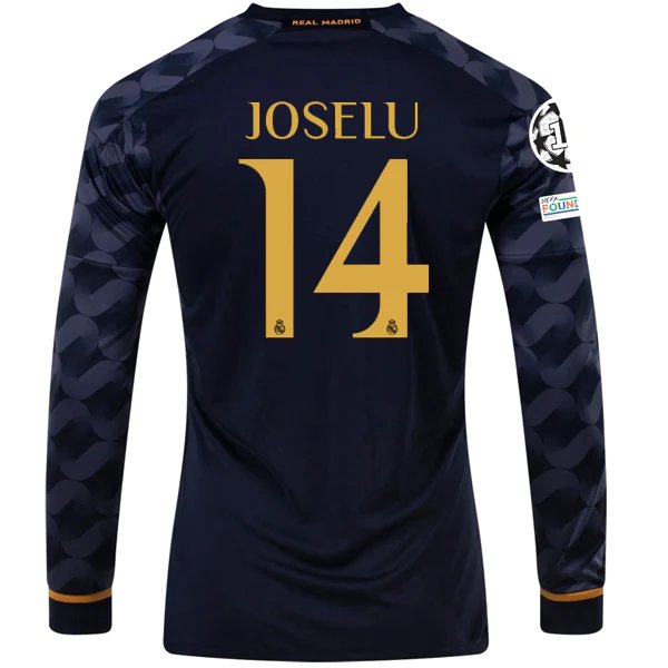 adults Soccer Real Madrid Uniform #14 Joselu Jerseys 23/24 Away Navy ...