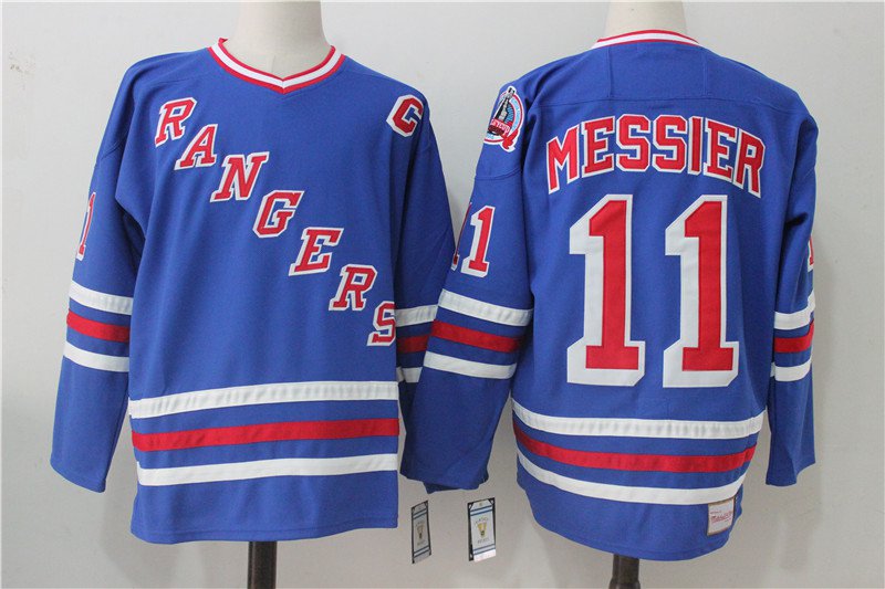 men's Ice Hockey NY Rangers Uniform #11 Mark Messier Jerseys Royal Blue ...