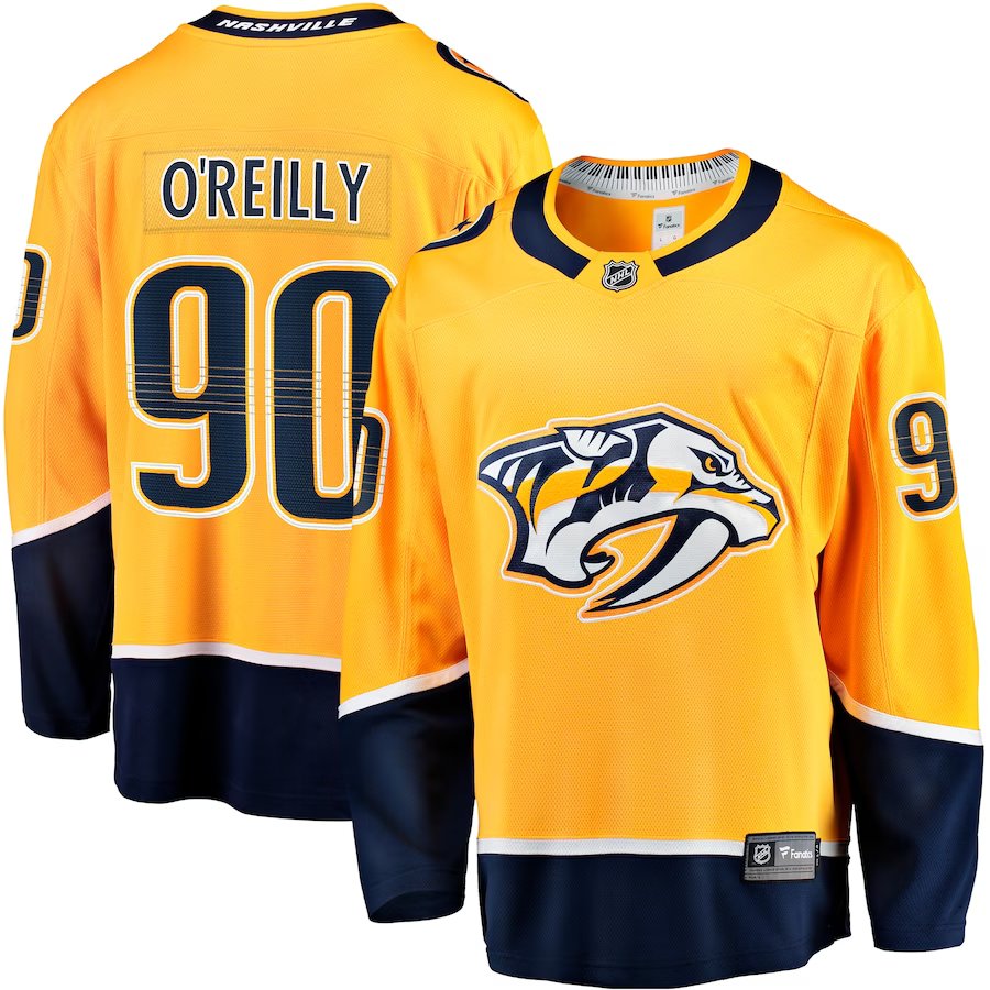 men's Ice Hockey Predators Uniform #90 Ryan O'Reilly Jerseys Gold Home ...