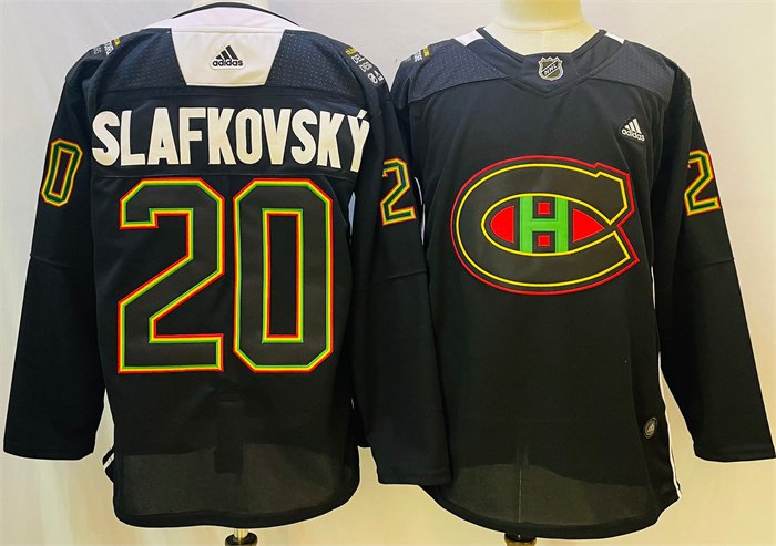 men's Ice Hockey Canadiens Uniform #20 Juraj Slafkovsky Jerseys Black ...