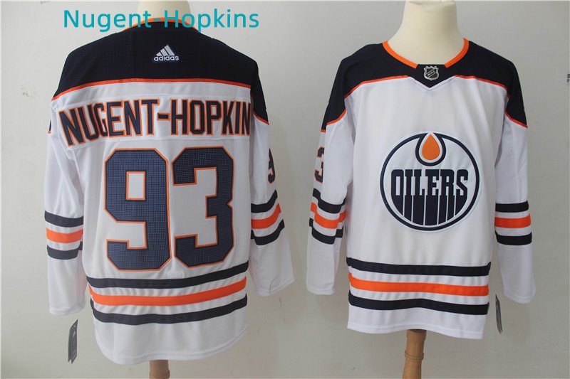 men's Ice Hockey Oilers Uniform #93 Ryan Nugent-Hopkins Jerseys White ...