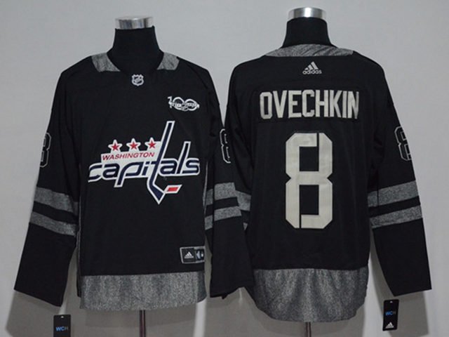 men's Ice Hockey Capitals Uniform #8 Alexander Ovechkin Jerseys Black ...