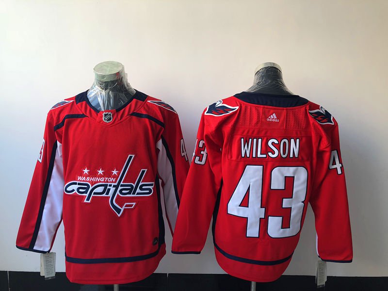 men's Ice Hockey Capitals Uniform #43 Tom Wilson Jerseys Red Home Team ...
