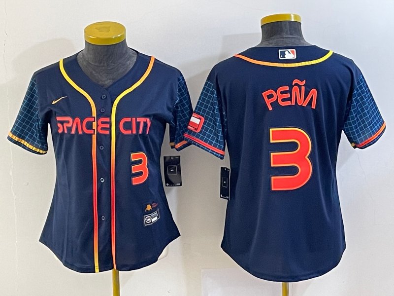 women's Houston Astros 3 Jeremy Peña Jersey 2022 Navy City Connect ...